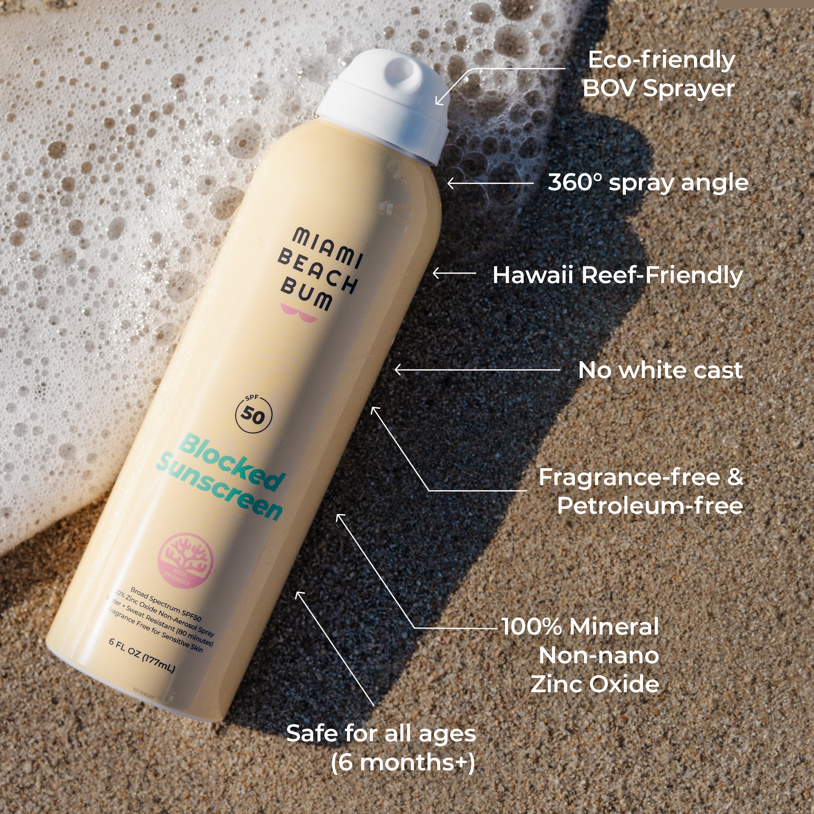 Miami Beach Bum® - Blocked SPF 50 Mineral BOV Sunscreen Spray - Shop ...